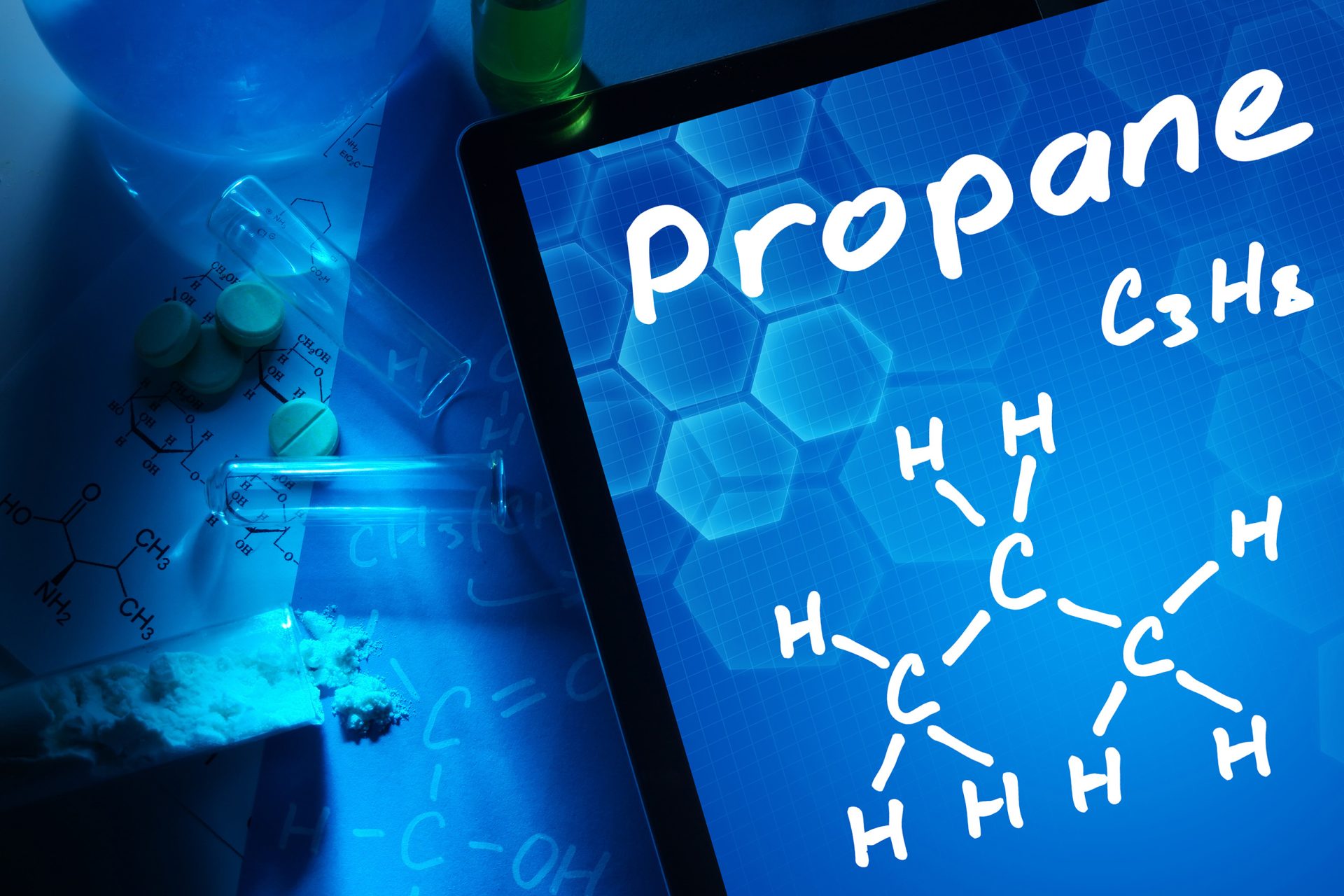 Tablet with the chemical formula of propane. - Propane Energy Solutions